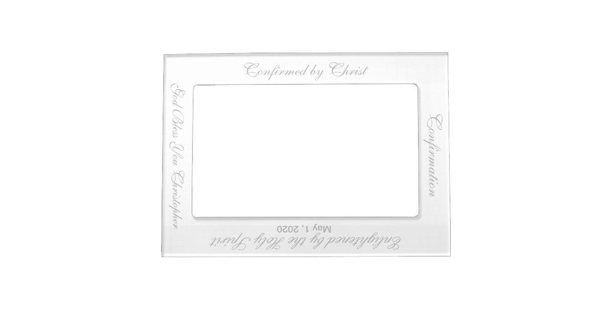 Confirmation White Silver Vertical Magnetic Frame | Zazzle