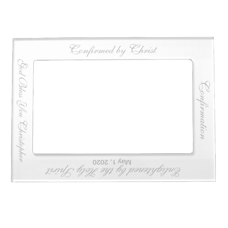 Confirmation White Silver Vertical Magnetic Frame | Zazzle