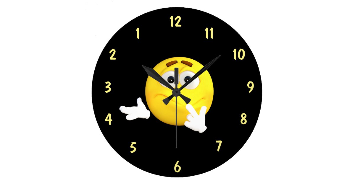 Confused Face Reverse Dial Large Clock | Zazzle.com