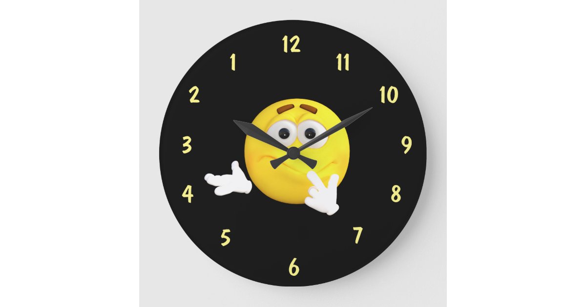 Confused Face Reverse Dial Large Clock | Zazzle