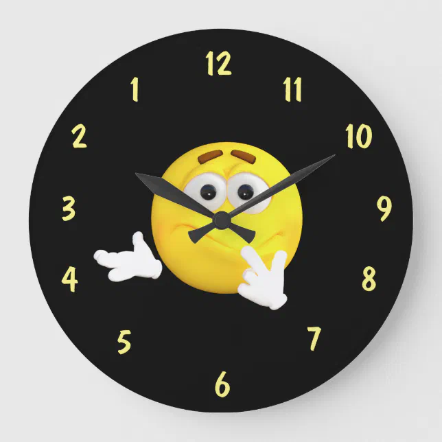 Confused Face Reverse Dial Large Clock | Zazzle