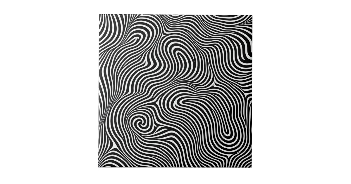 confusing hypnotic lines pattern black white swirl ceramic tile | Zazzle