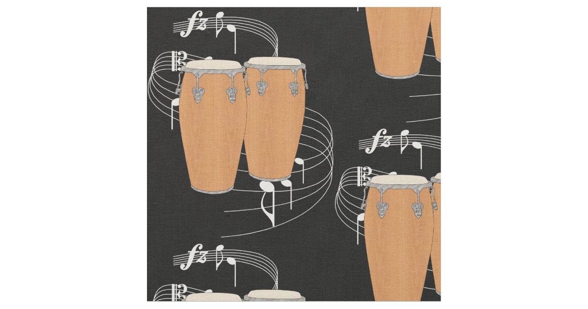 Conga Drums Fabric - Dark | Zazzle