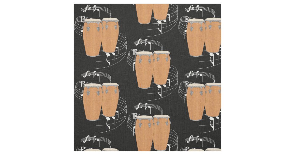 Conga Drums Fabric - Dark | Zazzle