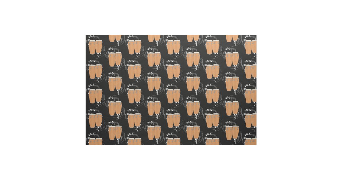 Conga Drums Fabric - Dark | Zazzle