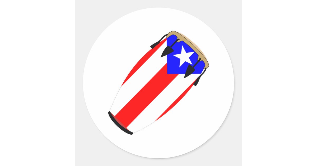 Conga Flag Puerto Rico Classic Round Sticker | Zazzle