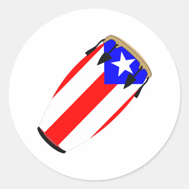 Conga Flag Puerto Rico Classic Round Sticker | Zazzle