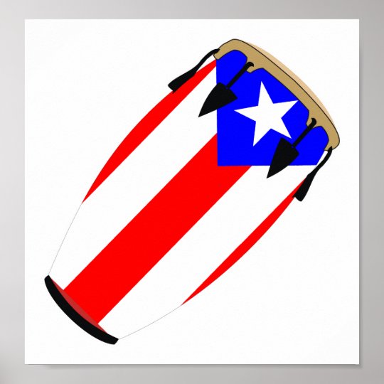 Conga Flag Puerto Rico Poster | Zazzle.com
