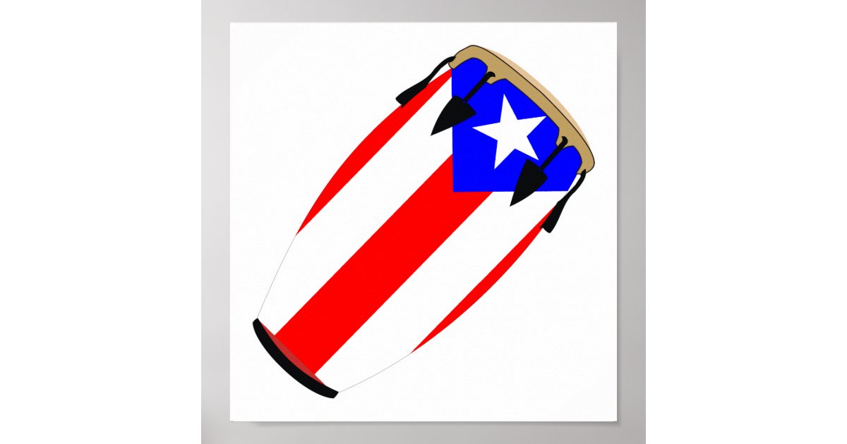 Conga Flag Puerto Rico Poster | Zazzle