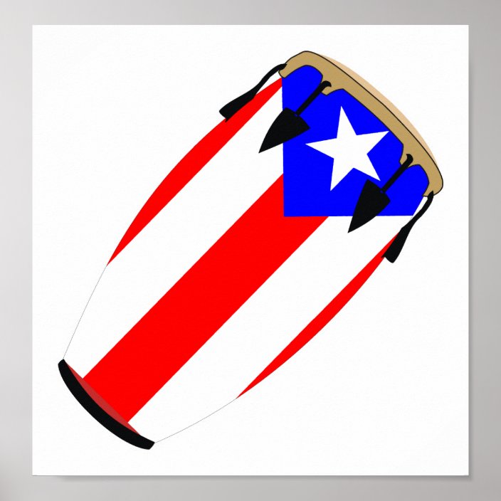 Conga Flag Puerto Rico Poster | Zazzle.com