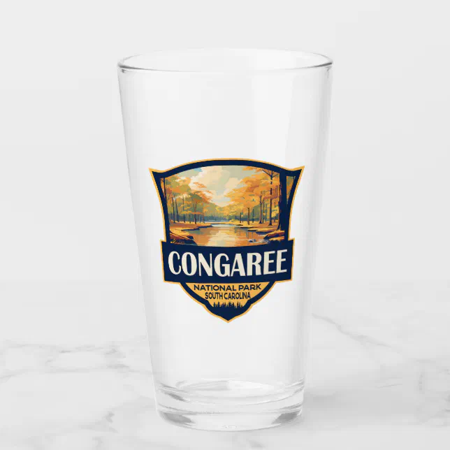 Congaree National Park Illustration Travel Vintage Glass | Zazzle