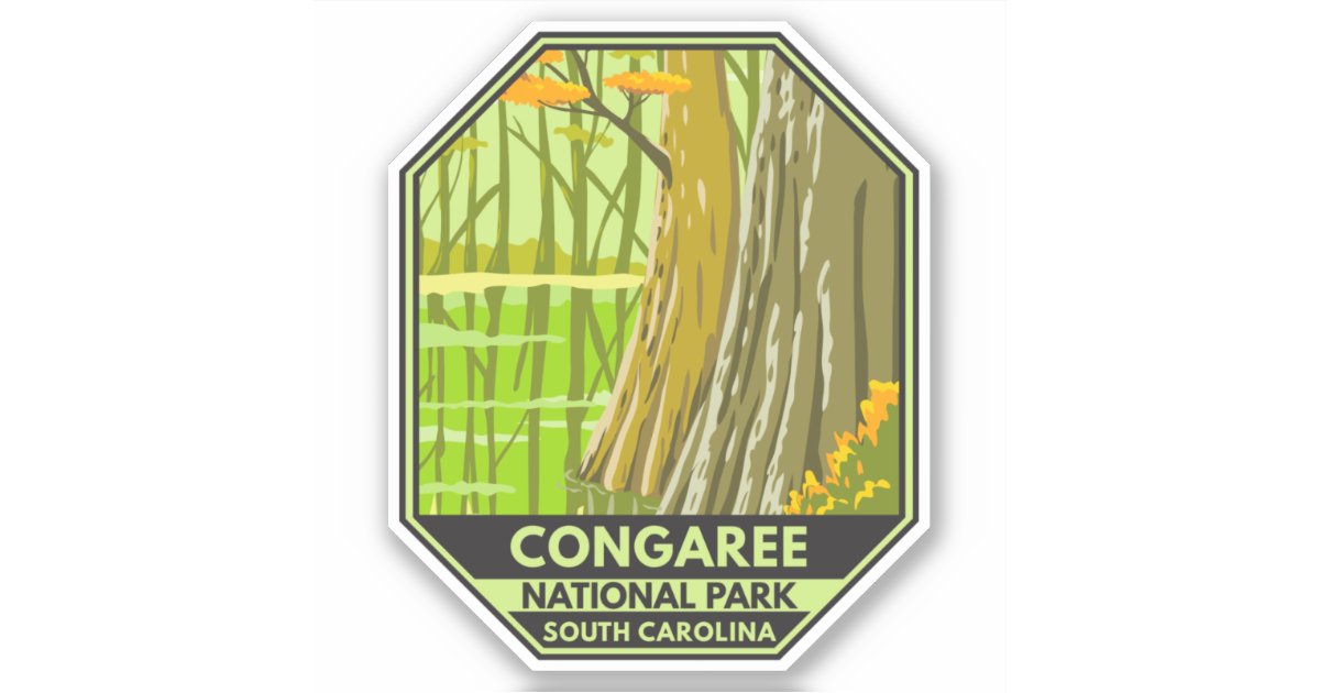Congaree National Park South Carolina Retro Sticker | Zazzle