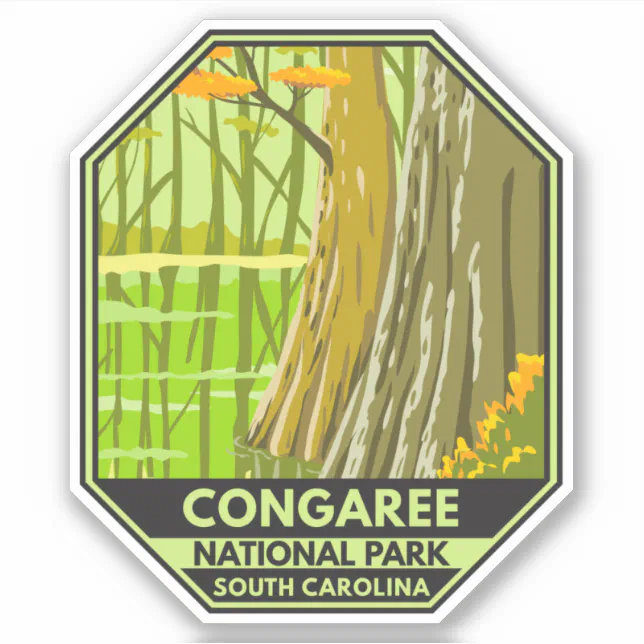 Congaree National Park South Carolina Retro Sticker | Zazzle