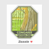 Congaree National Park South Carolina Retro Sticker | Zazzle