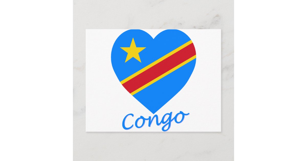 Congo Democratic Republic Flag Heart Postcard | Zazzle