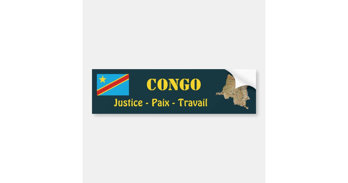 Congo-Kinshasa Flag + Map Bumper Sticker | Zazzle