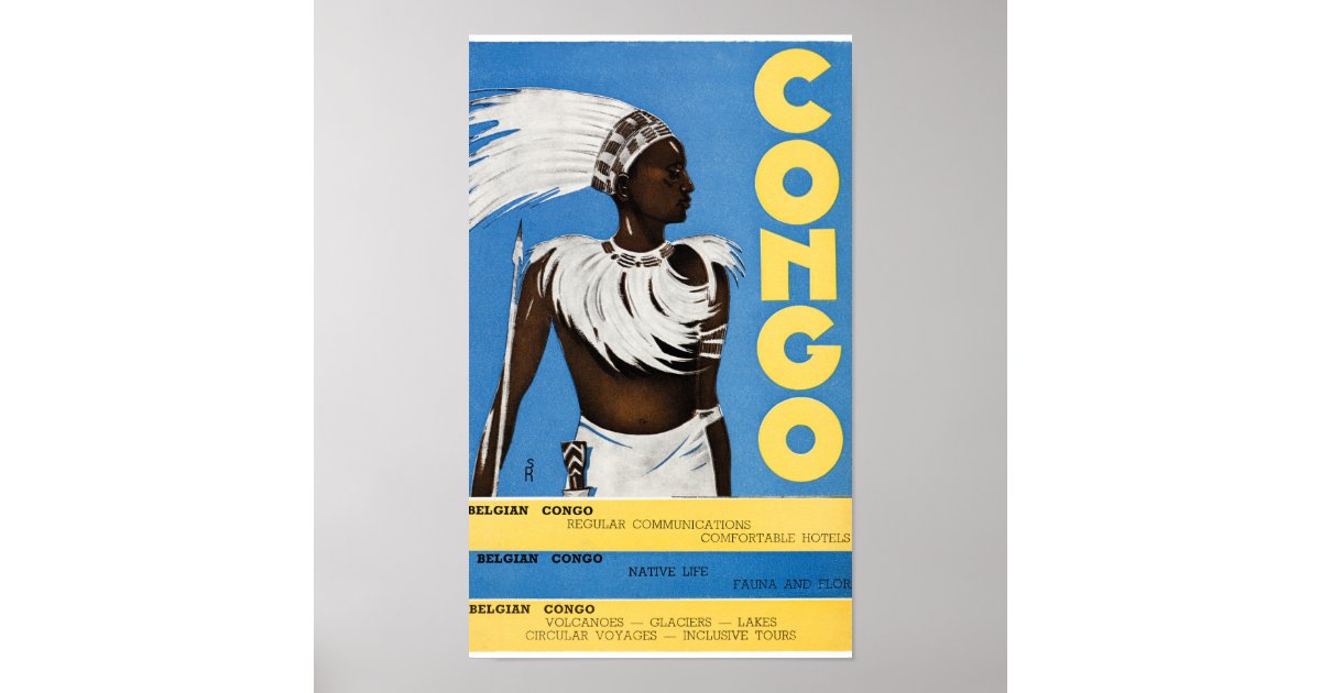 Congo Vintage Travel Poster Restored | Zazzle