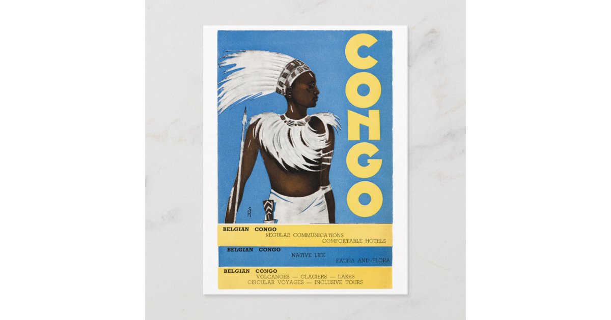 Congo Vintage Travel Poster Restored Postcard | Zazzle