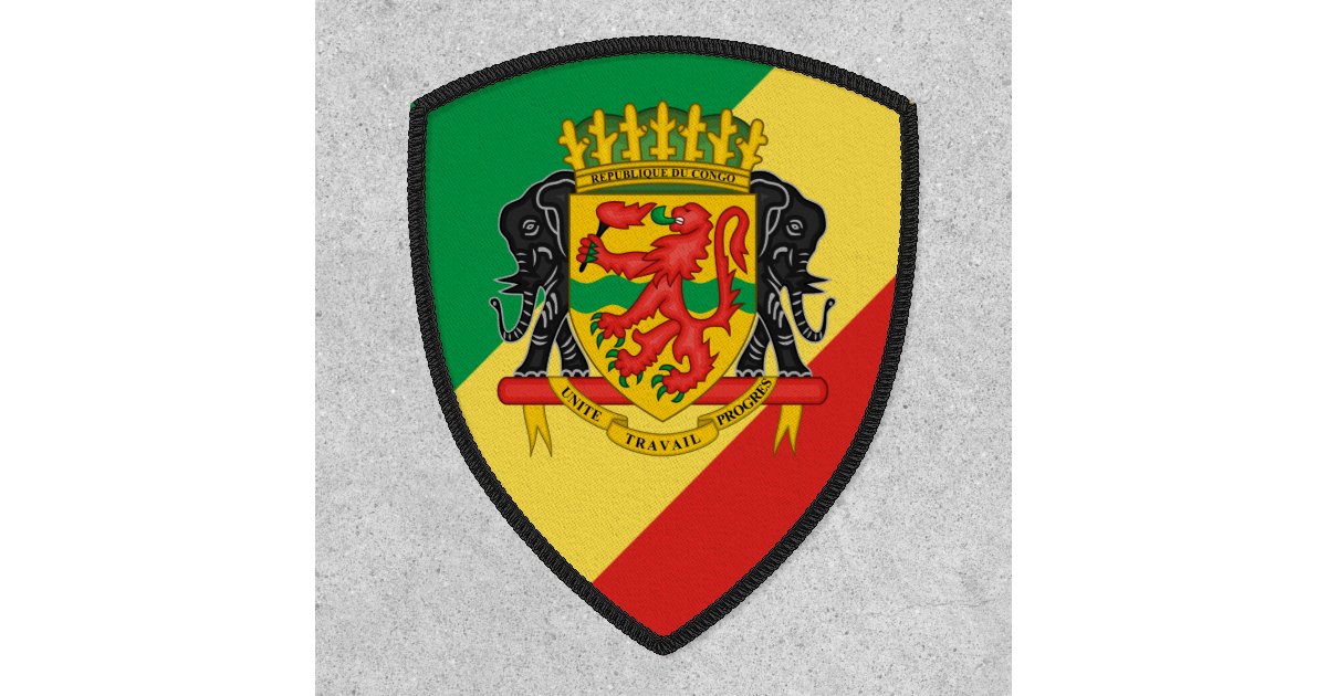 Congolese Flag & Coat of Arms, Congo Republic Patch | Zazzle