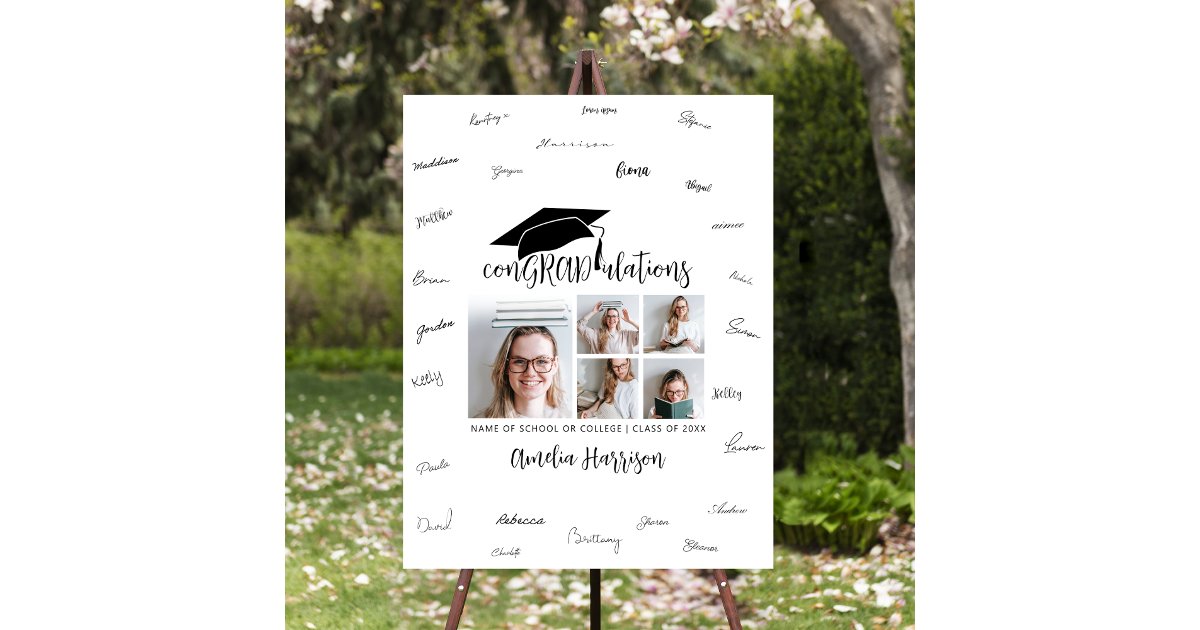 Congradulations 5 Photo Guest Graduation Signature Foam Board | Zazzle