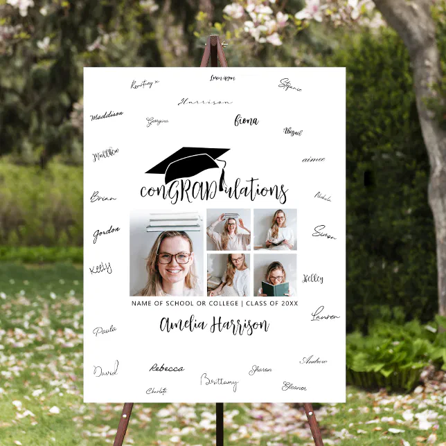 Congradulations 5 Photo Guest Graduation Signature Foam Board | Zazzle