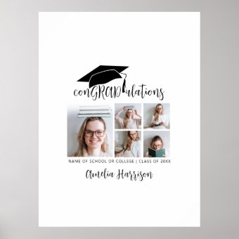 Congradulations 5 Photo Guest Graduation Signature Poster | Zazzle