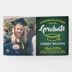 Congrats 1 Photo Green Gold Yellow Graduation Banner | Zazzle