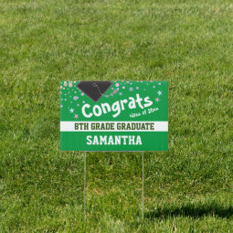 Congrats 8th Grade Graduate Confetti Green Sign | Zazzle