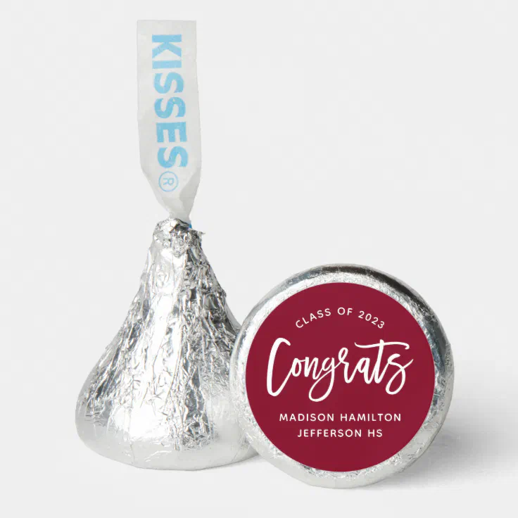 Congrats Burgundy Personalized Graduation Hershey®'s Kisses® | Zazzle