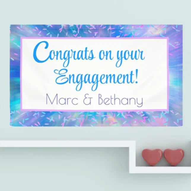 Congrats!! Colorful, Custom engagement Banner | Zazzle
