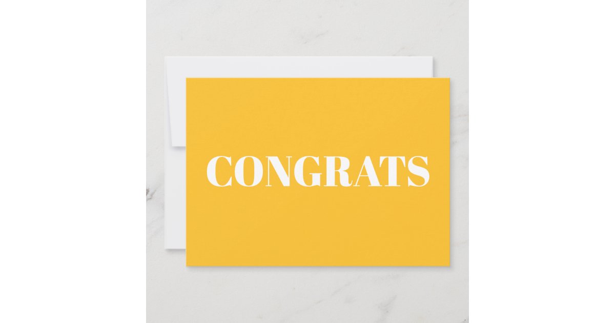 Congrats, Congratulations golden yellow white card | Zazzle