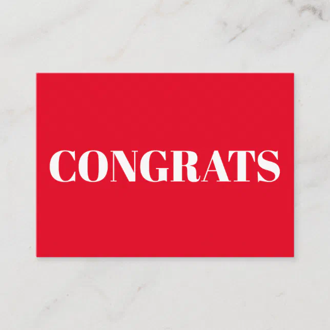 Congrats, Congratulations, red white card | Zazzle