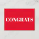 Congrats, Congratulations, red white card | Zazzle