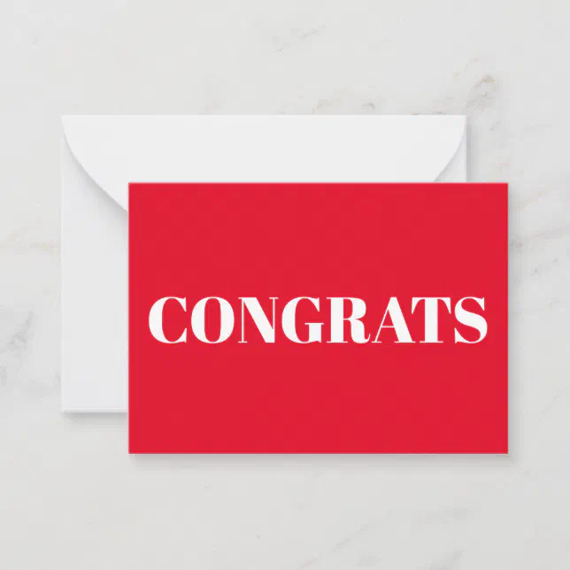 Congrats, Congratulations, red white card | Zazzle