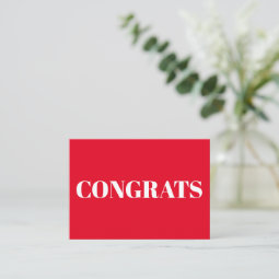 Congrats, Congratulations, red white card | Zazzle