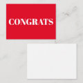 Congrats, Congratulations, red white card | Zazzle