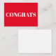 Congrats, Congratulations, red white card | Zazzle