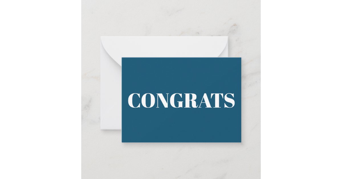 Congrats, Congratulations, teal blue white card | Zazzle