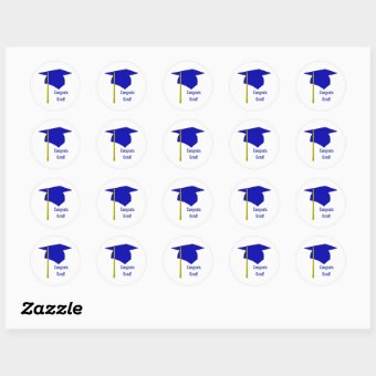 Congrats Grad Blue Cap Yellow Tassel Graduation Classic Round Sticker ...