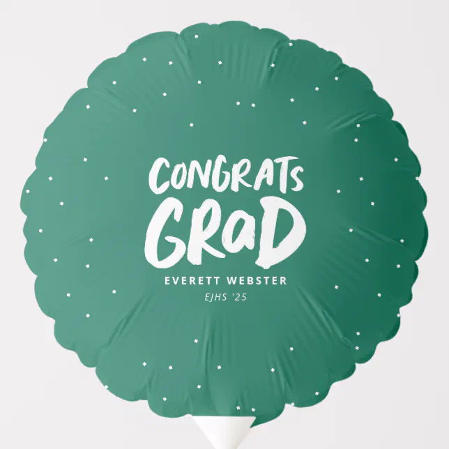 Congrats grad bold green graduation party photo balloon | Zazzle
