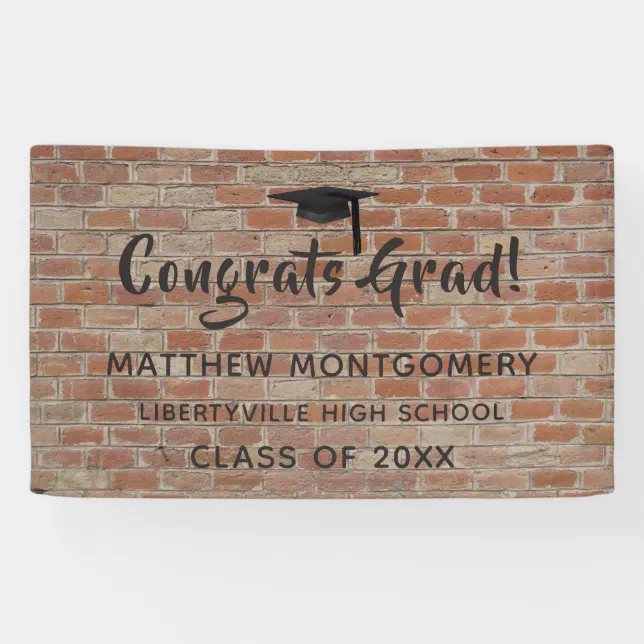 Congrats Grad Brick Wall Graduation Sign | Zazzle