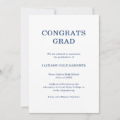 Congrats Grad Classic Navy Blue Graduation Announcement | Zazzle