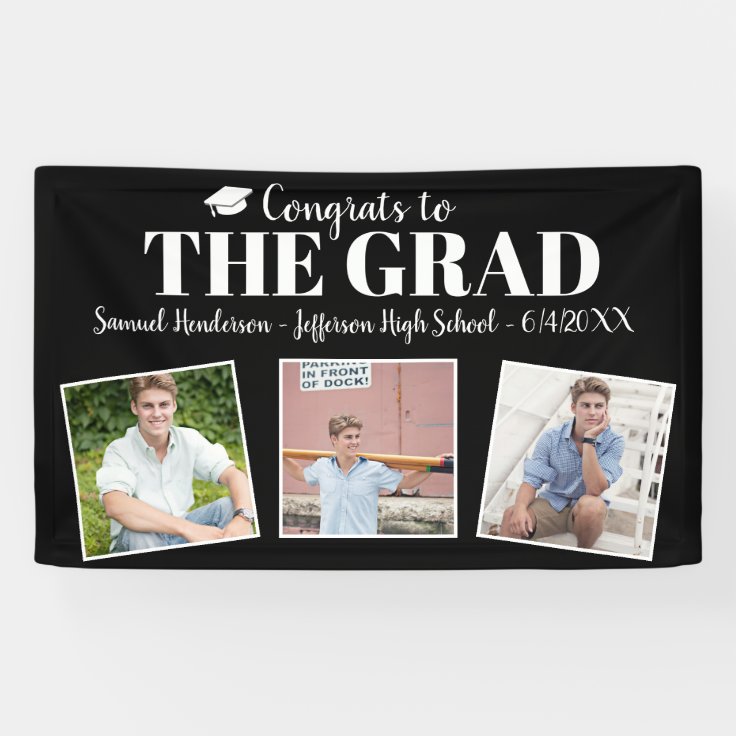 Congrats Grad Custom Photos Name Graduation Sign | Zazzle