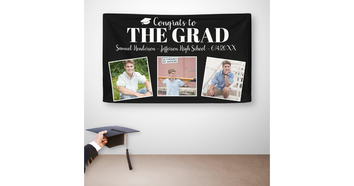 Congrats Grad Custom Photos Name Graduation Sign | Zazzle