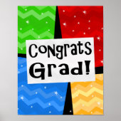 Congrats Grad Festive Multicolor Graduation Party Poster | Zazzle