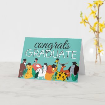 Congrats Grad | Fun Animals Card | Zazzle
