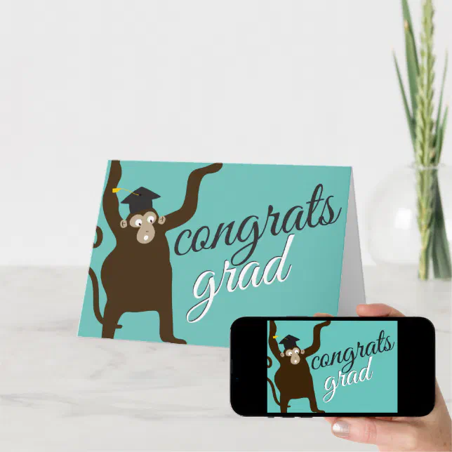 Congrats Grad | Fun Monkey Card | Zazzle