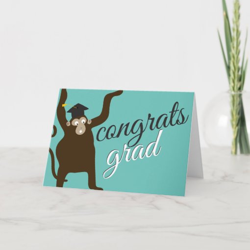Congrats Grad | Fun Monkey Card | Zazzle