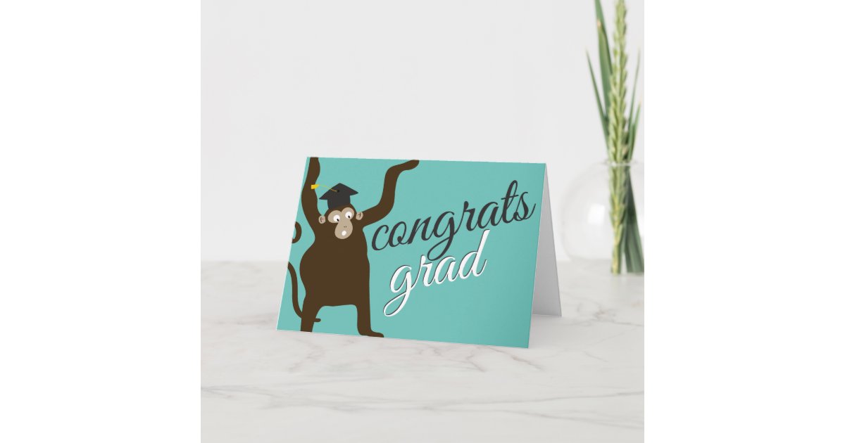Congrats Grad | Fun Monkey Card | Zazzle