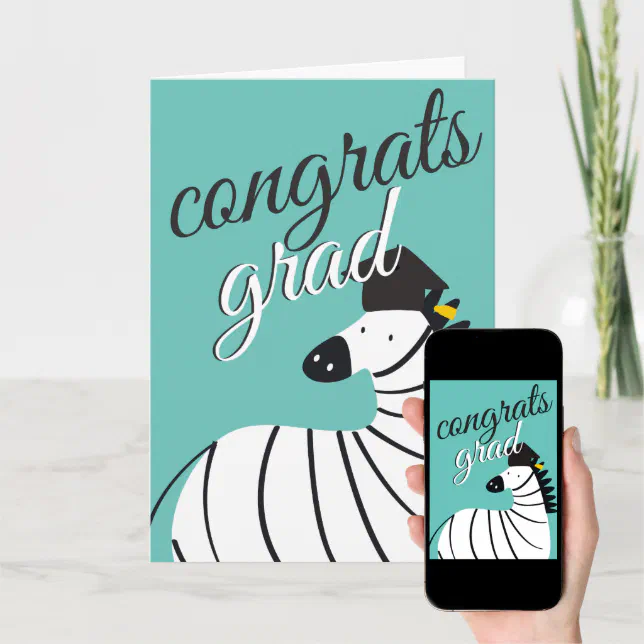 Congrats Grad | Fun Zebra Card | Zazzle